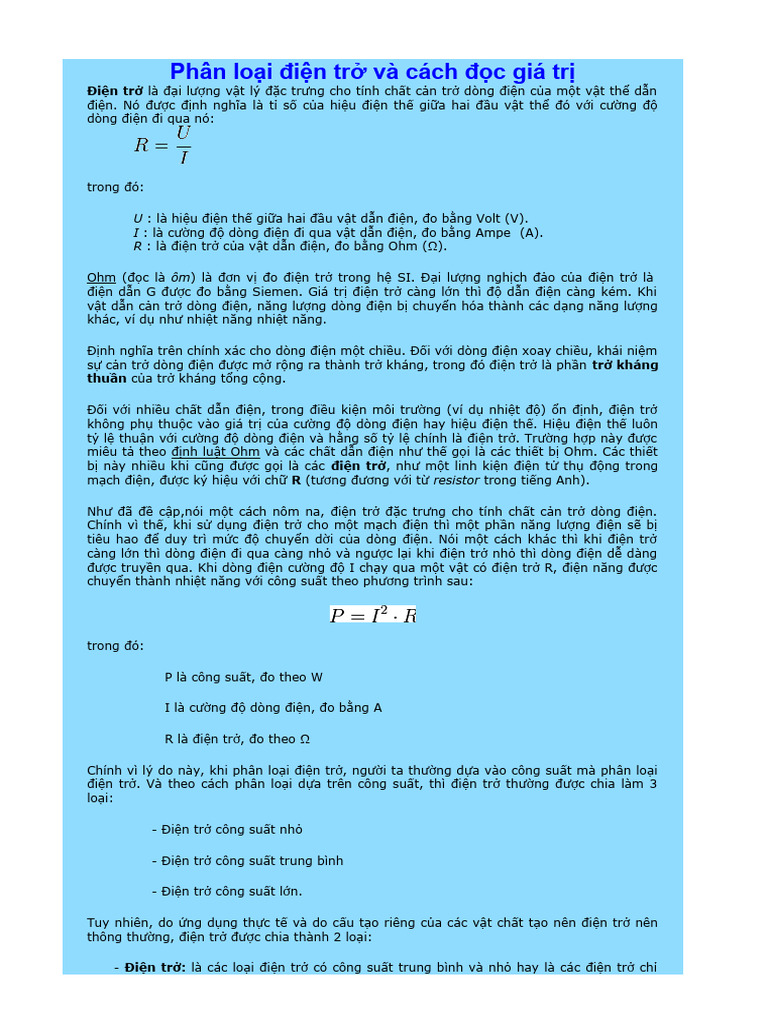 Cach Doc Dien Tro | PDF