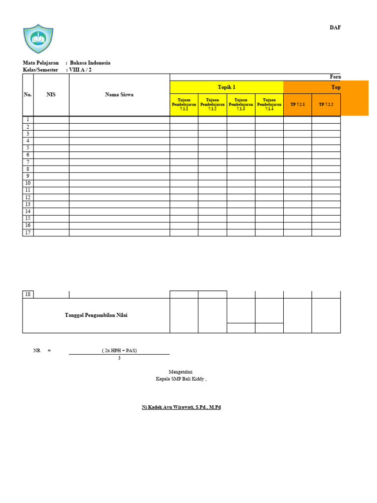 Format Score Record (New) | PDF