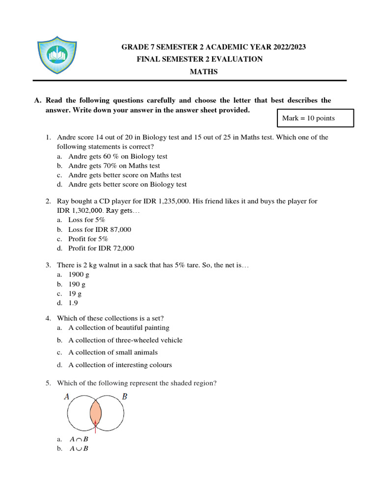 Maths 7 - Test SEMESTER 2 | PDF | Angle | Classical Geometry