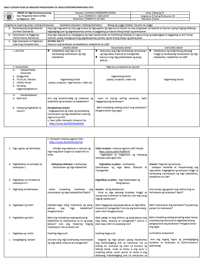 DLL Ap10 3RDQ Week 7 | PDF