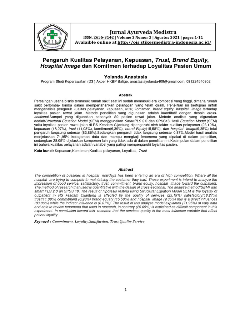 Pengaruh Kualitas Pelayanan Terhadap Loyalitas Pasien | PDF