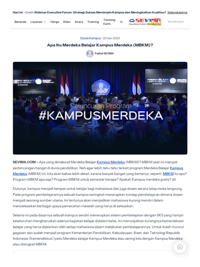Apa Itu Merdeka Belajar Kampus Merdeka (MBKM) - SEVIMA | PDF