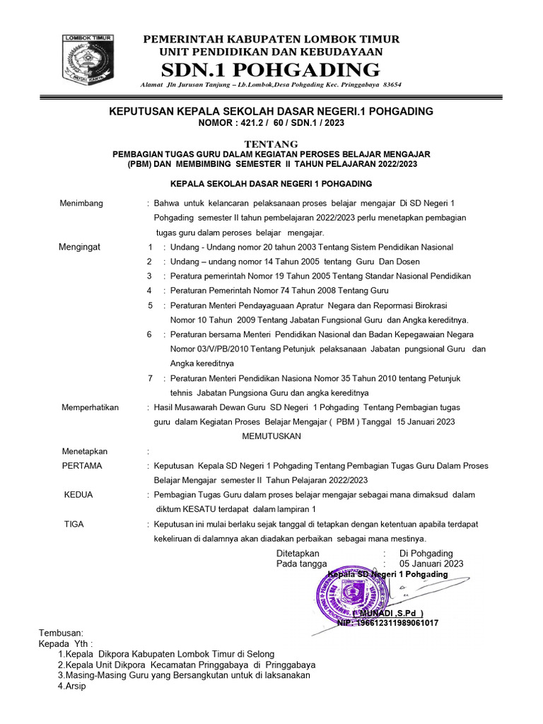 SK PEMB - TUGAS 2022-2023 - SMSTR II | PDF