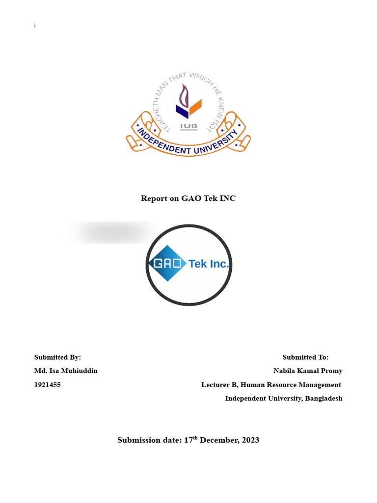GAO-Tek-Inc- Final Draft | Download Free PDF | Recruitment | Employment