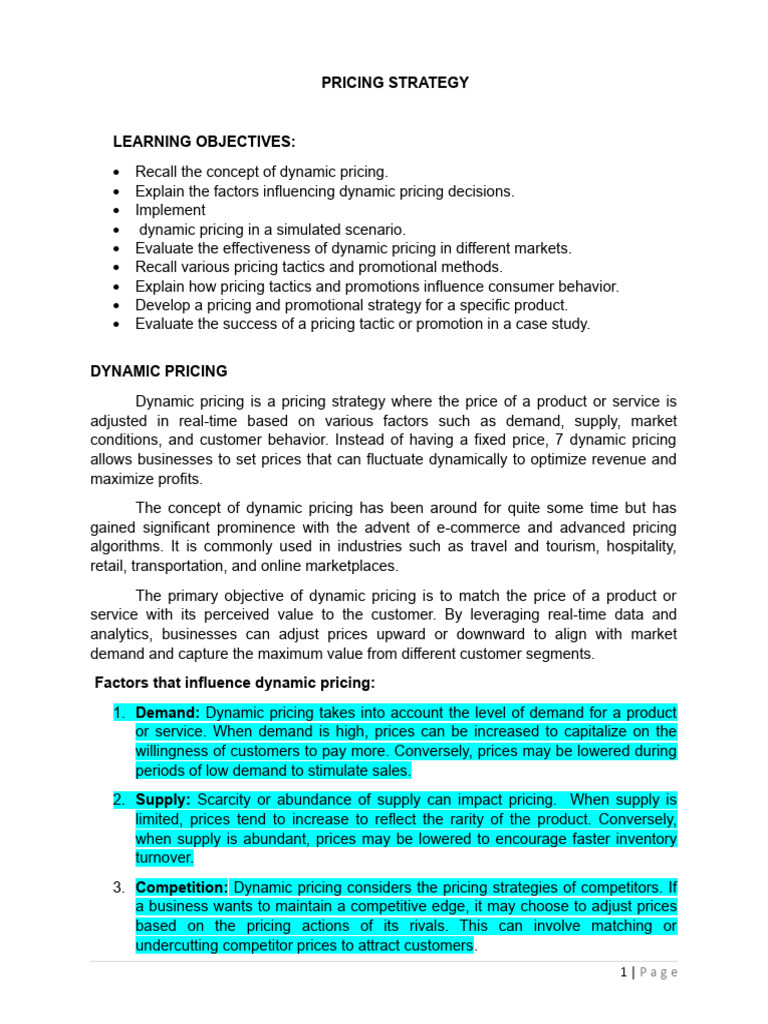 Dynamic Pricing Strategies Explained | PDF | Pricing | Brand