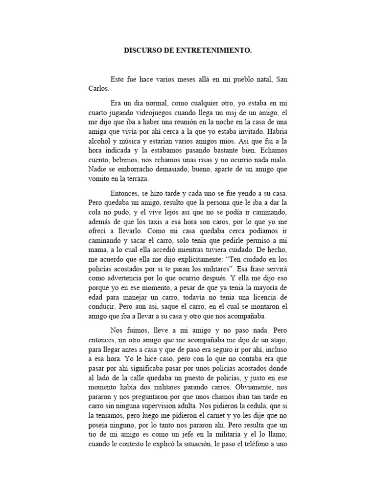 Discurso de Entretenimiento | PDF