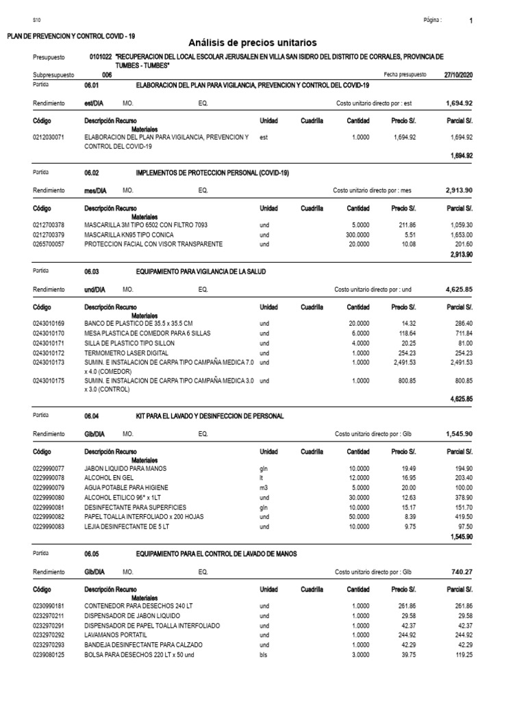 APU. Plan Covid-19 | PDF | Lavado de manos | Saneamiento