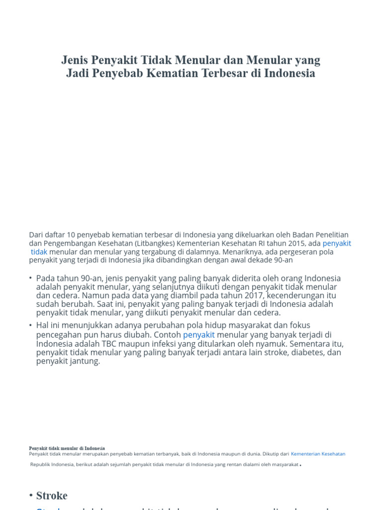 Penyebab Kematian Utama di Indonesia | PDF | Kesehatan Holistik