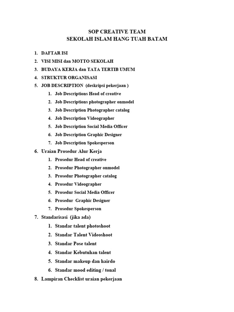 Sop Tim Kreatif TP 2024-2025 | PDF