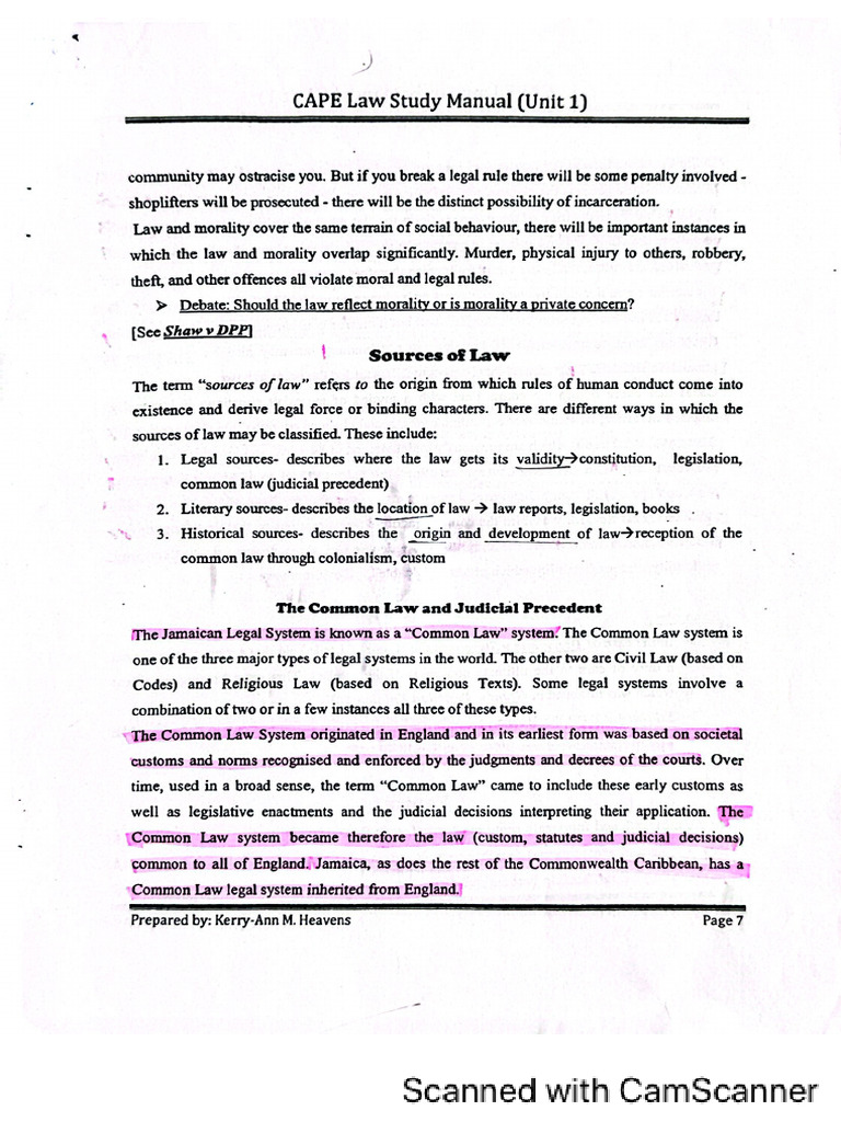 Cape Law Study Manual Unit 1 | PDF