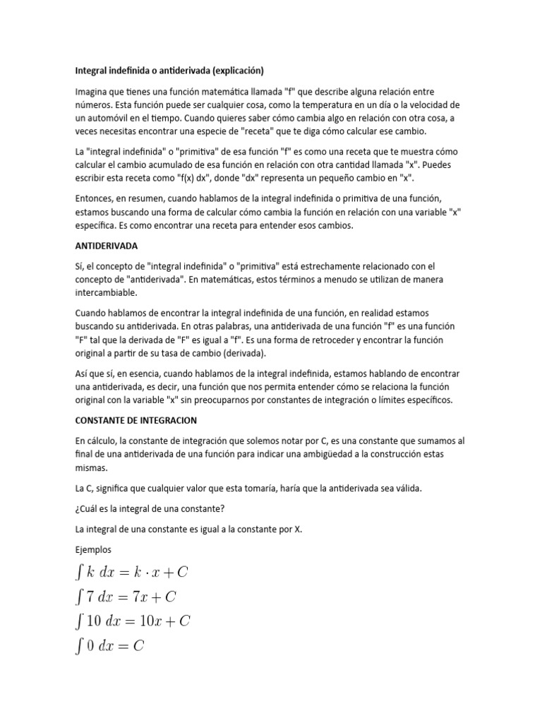 Integral Indefinida o Antiderivada | PDF | Integral | Derivado
