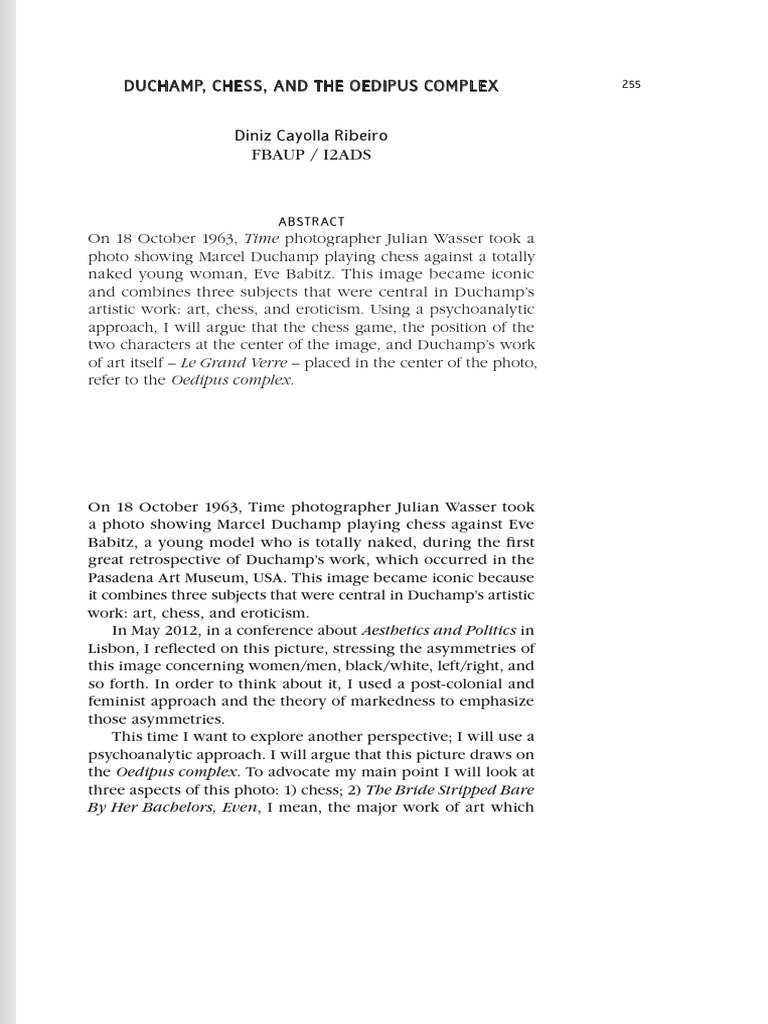 Duchamp Chess and The Oedipus Complex | PDF | Psychoanalysis | Oedipus Complex