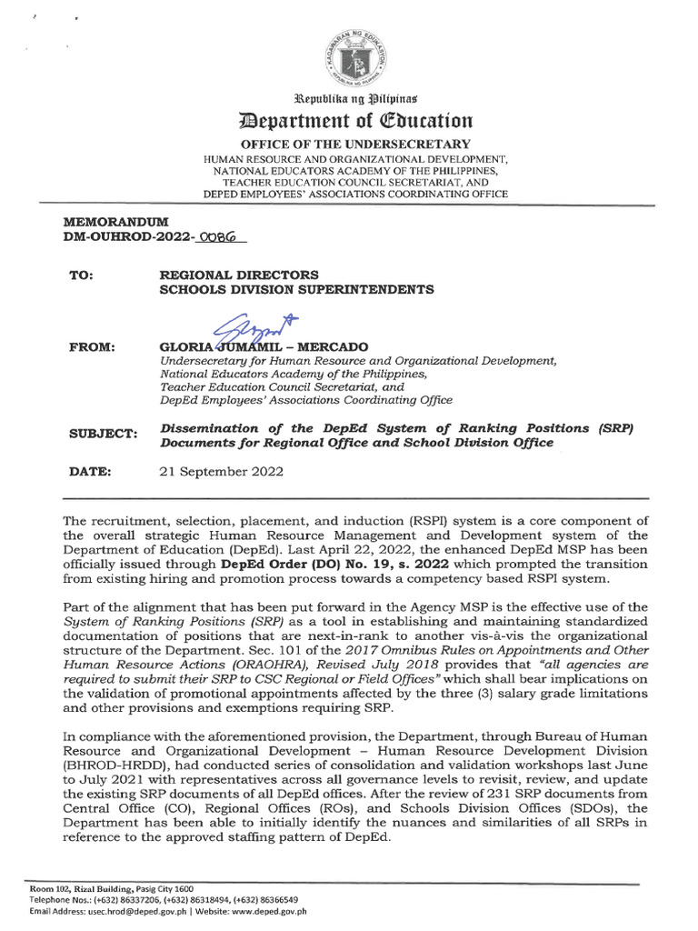 (Dm-Ouhrod-2022-0086) Dissemination of The Deped System of Ranking ...