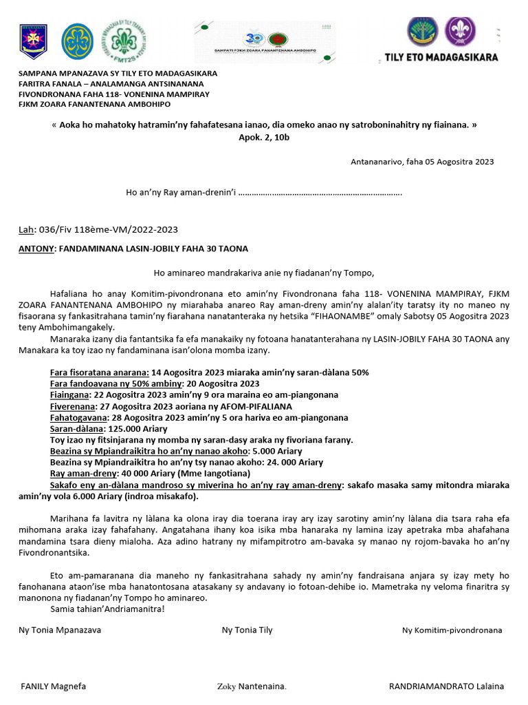 Fandaminana Lasin Jobily Faha 30 Taona | PDF