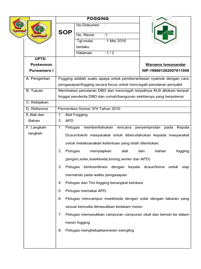 SOP FOGGING | PDF