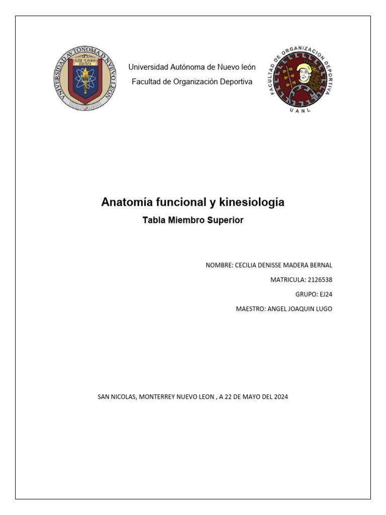 TABLA CAP 6 | Descargar gratis PDF | Mano | Hombro