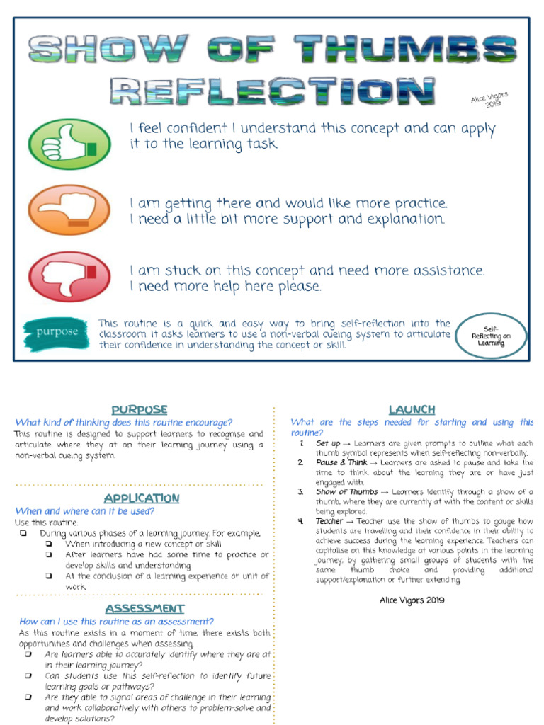 Show of Thumbs Reflection | PDF