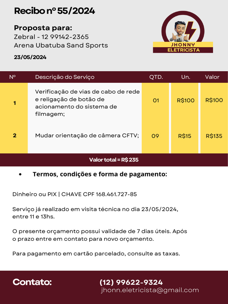 Recibo 552024 - Zebral (Arena Ubatuba) | PDF