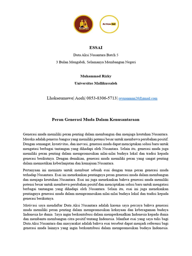 Format Penulisan Essai Dan 5 | PDF