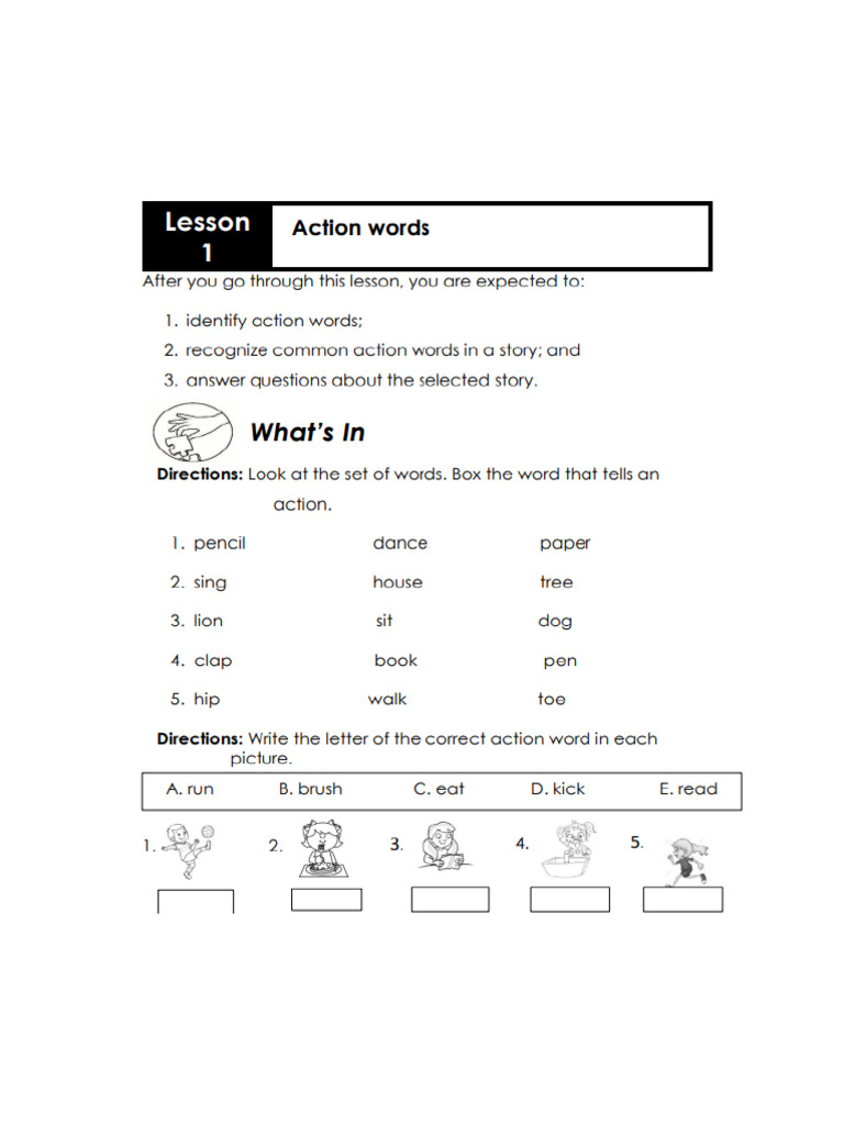 Action Words | PDF