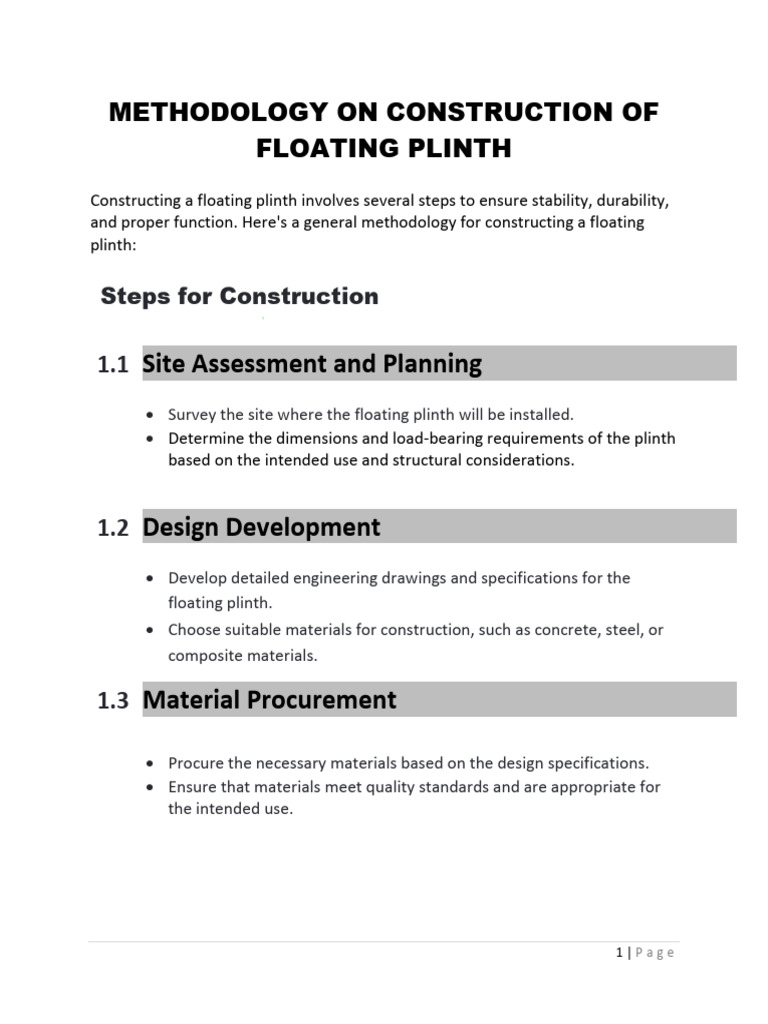 METHODOLOGY ON CONSTRUCTION OF FLOATING PLINTH (draft) | Download Free ...