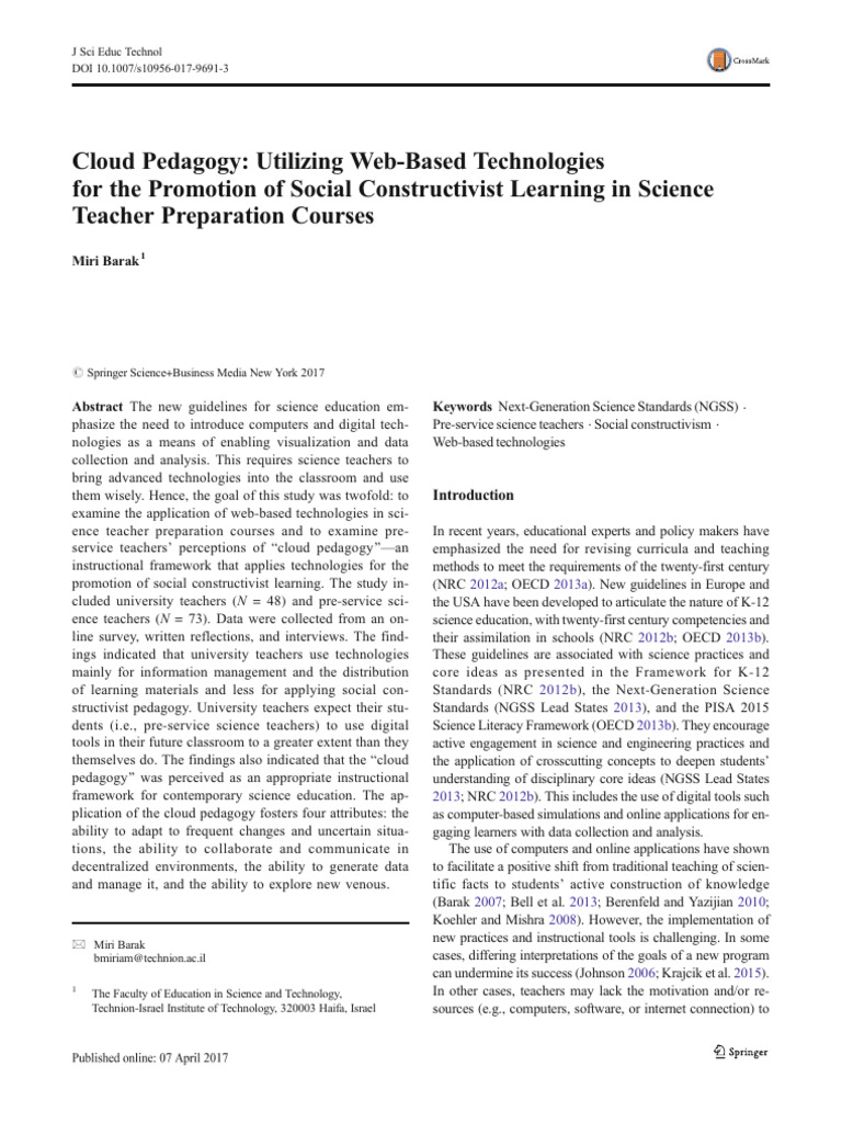 Barak - Cloud Pedagogy - JOST - 2017 | PDF | Constructivism (Philosophy Of Education) | Science ...