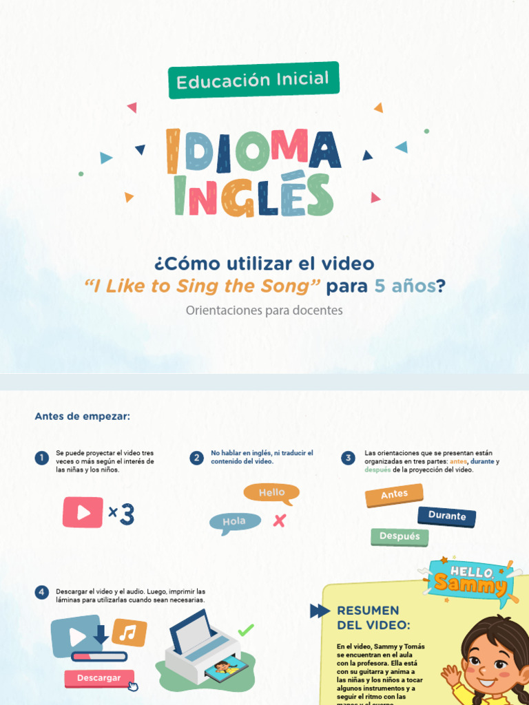 Uso del video "I Like to Sing" en aula | PDF | Canciones | Grabación de ...