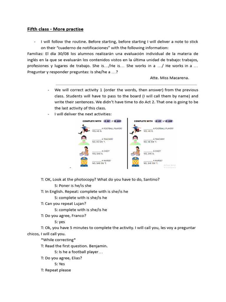 Fifth class - More practise | PDF
