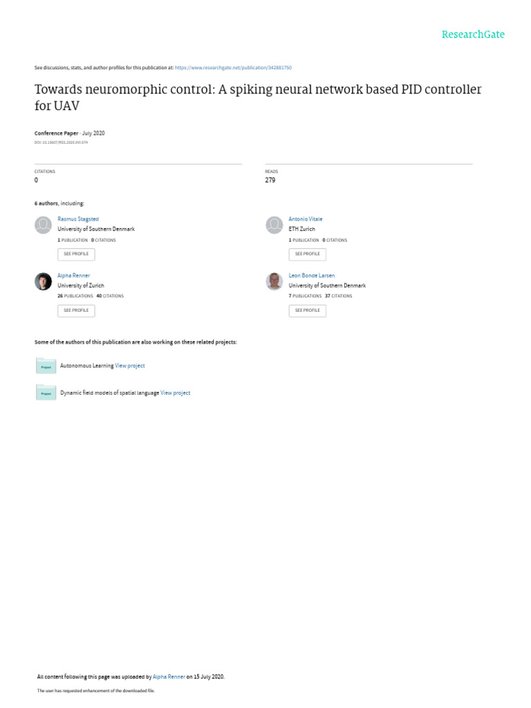 Towards Neuromorphic Control A Spiking Neural Netw | PDF | Computing | Computer Science