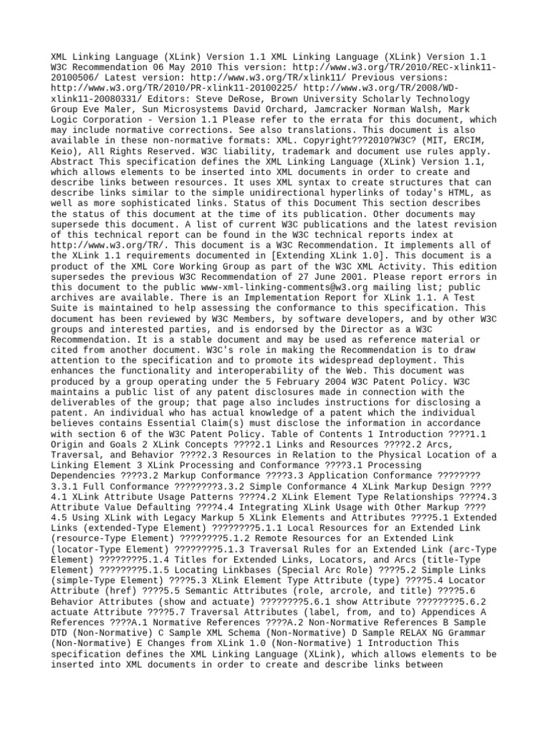 XML Linking Language (XLink) Version 1.1 | PDF | Xml Schema | Xml