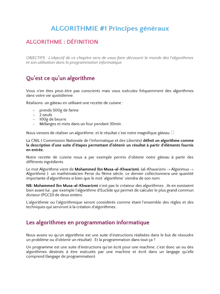 Algorithme Définition | PDF | Algorithmes | Programmation informatique