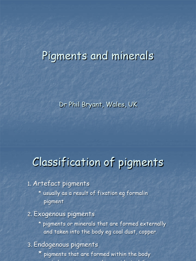 Classification of Pigments and Minerals | PDF | Staining | Iron