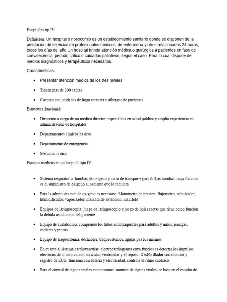 Hospital Tipo IV | PDF | Hospital | Electrocardiografia