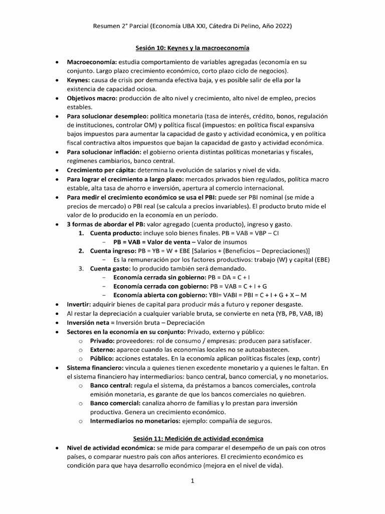 Resumen Del Segundo Parcial de Economia | PDF