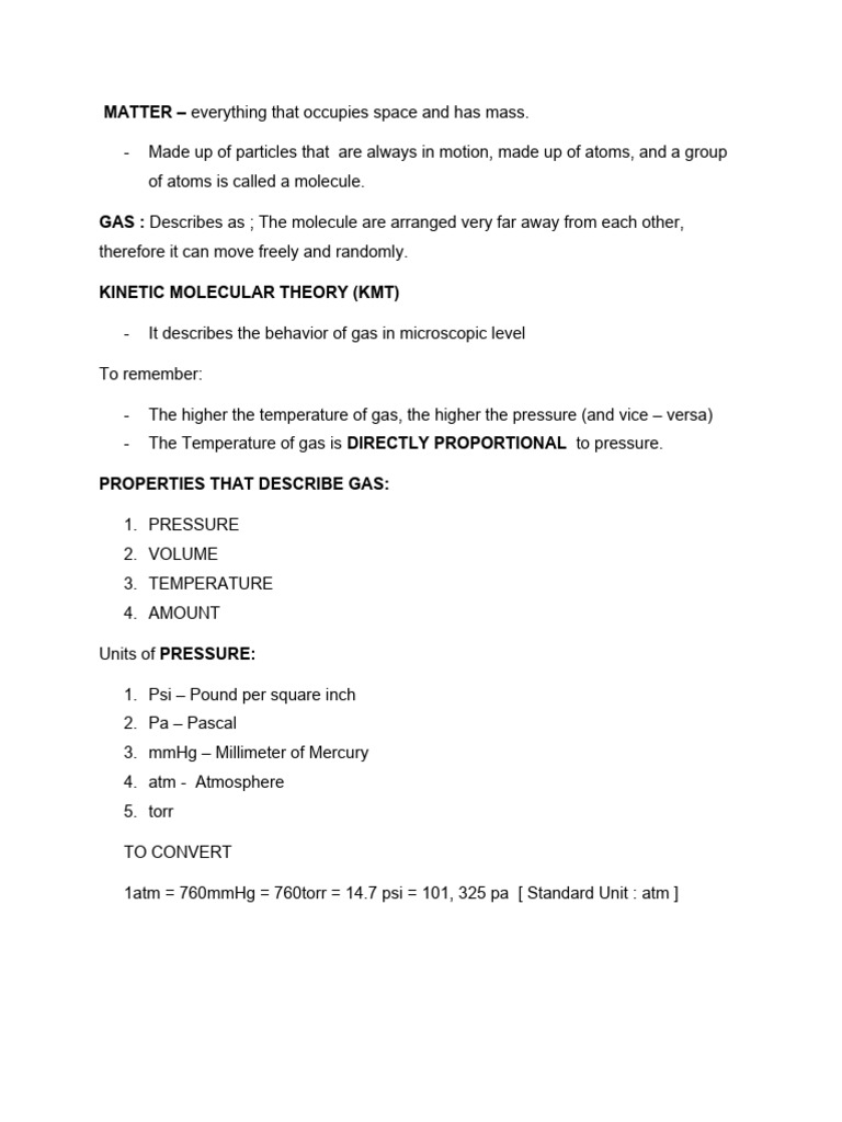 Sci Notes | PDF | Gases | Chemical Reactions