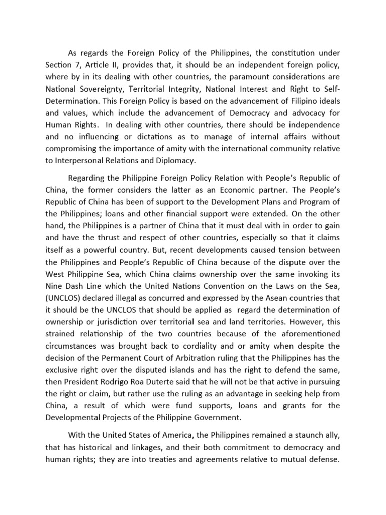 Philippines Foreign Policy Overview | PDF | Philippines | European Union
