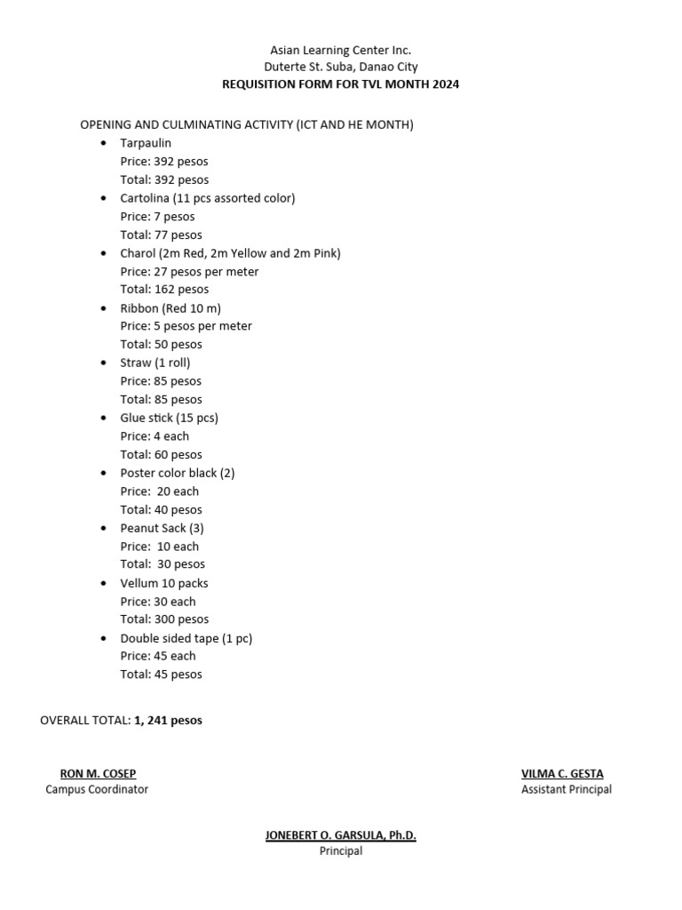 Request-Letter-For - TVL Month | PDF