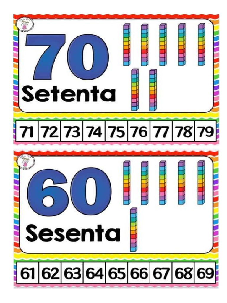 Tarjetas de Numeros de 10 en 10 | PDF