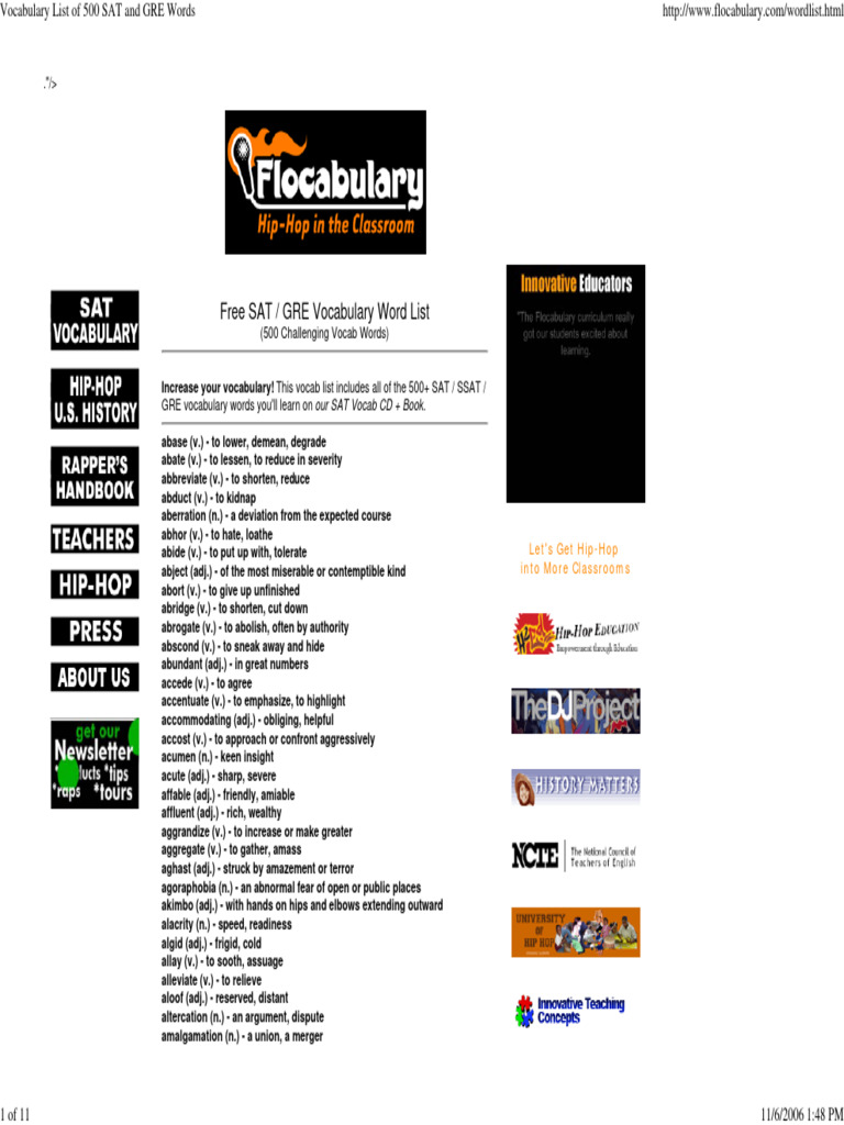 500 SAT and GRE Vocabulary Words | PDF