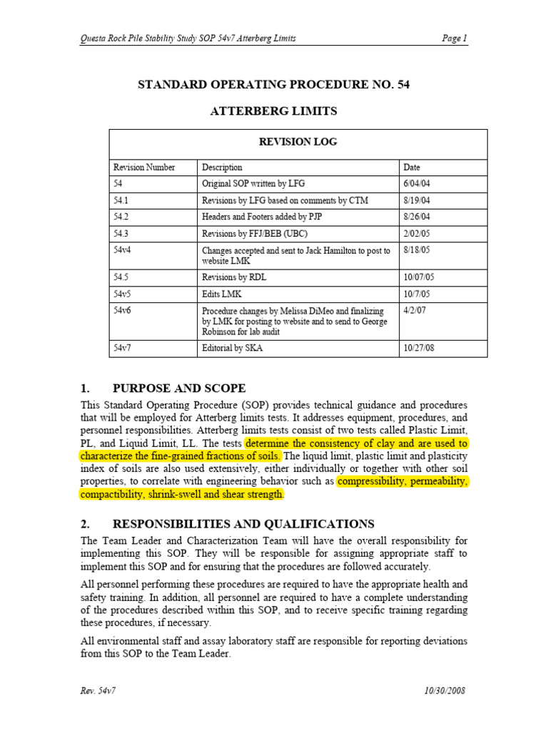SOP_54v7_Atterberg_Limits_final | PDF | Civil Engineering | Applied And Interdisciplinary Physics