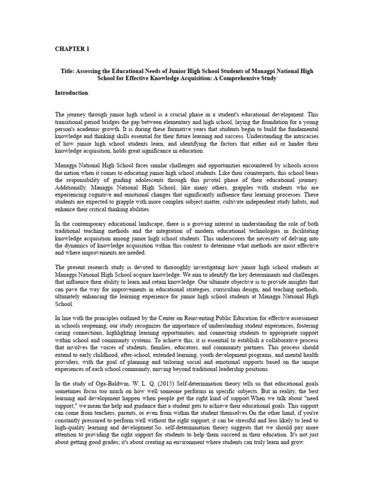 Chapter 1 Research Huhuhu | PDF | Learning | Methodology