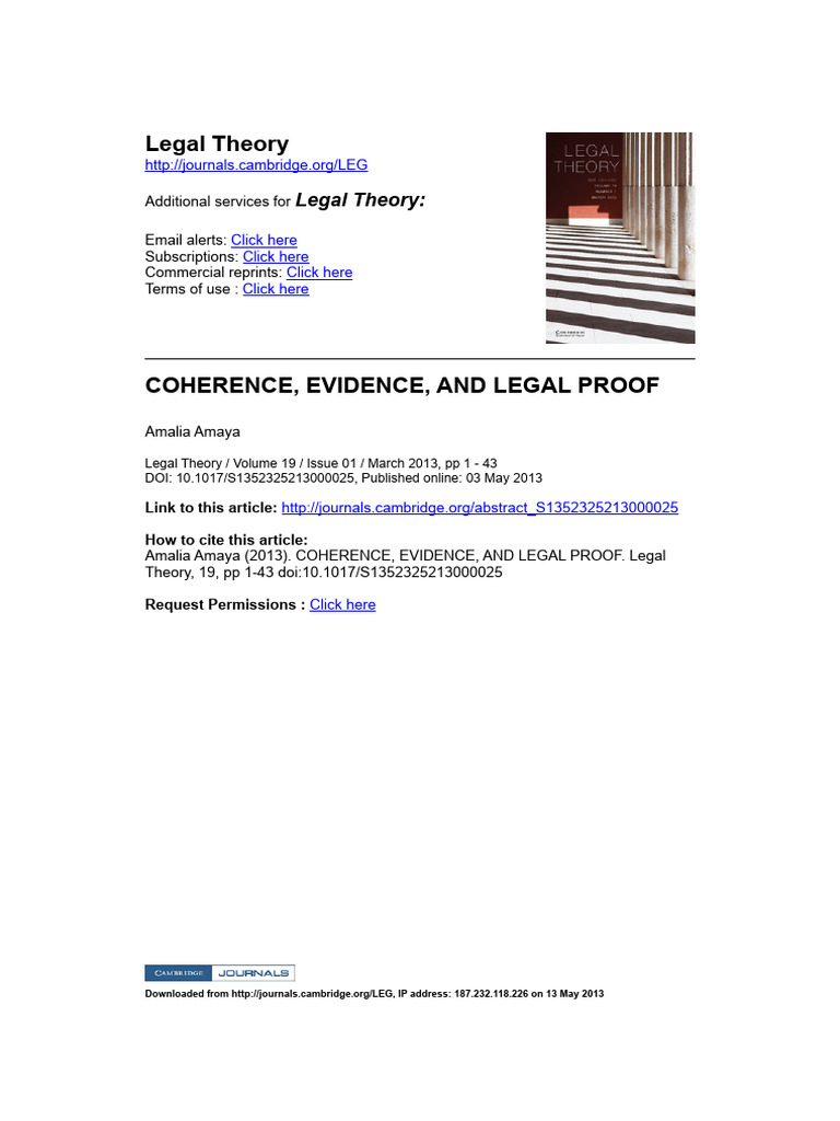 Coherence, Evidence, and Legal Proof | PDF | Epistemology | Evidence