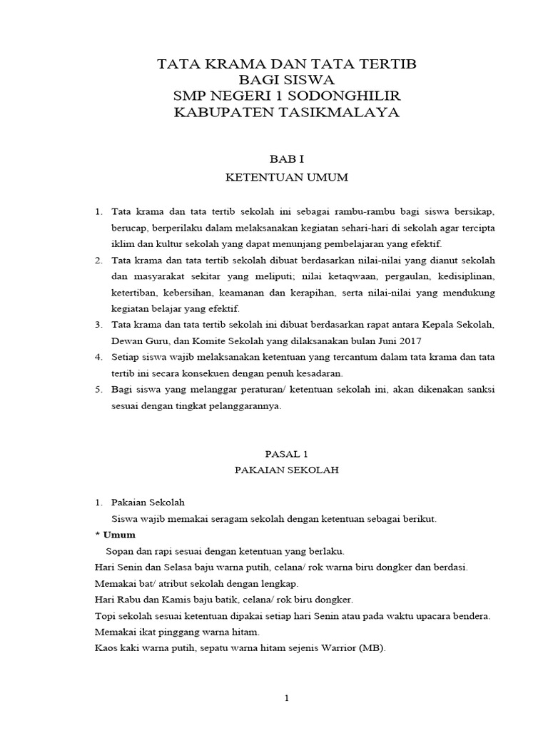 Tata Krama Dan Tata Tertib | PDF