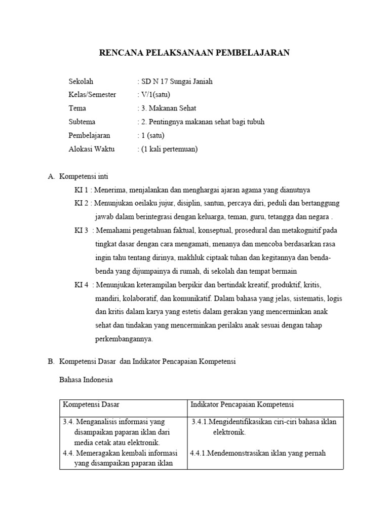 RPP Tema 3 ST Dua | PDF