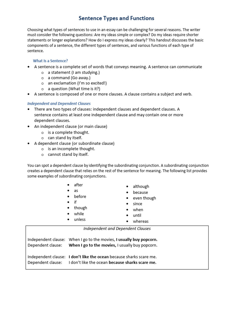 Sentence Structure | PDF | Sentence (Linguistics) | Clause