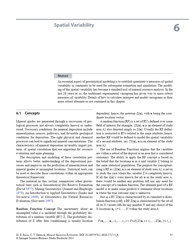 Mineral Resource Estimation Variograms | PDF | Variance | Covariance Mineral Resource Estimation Variograms | PDF | Variance | Covariance