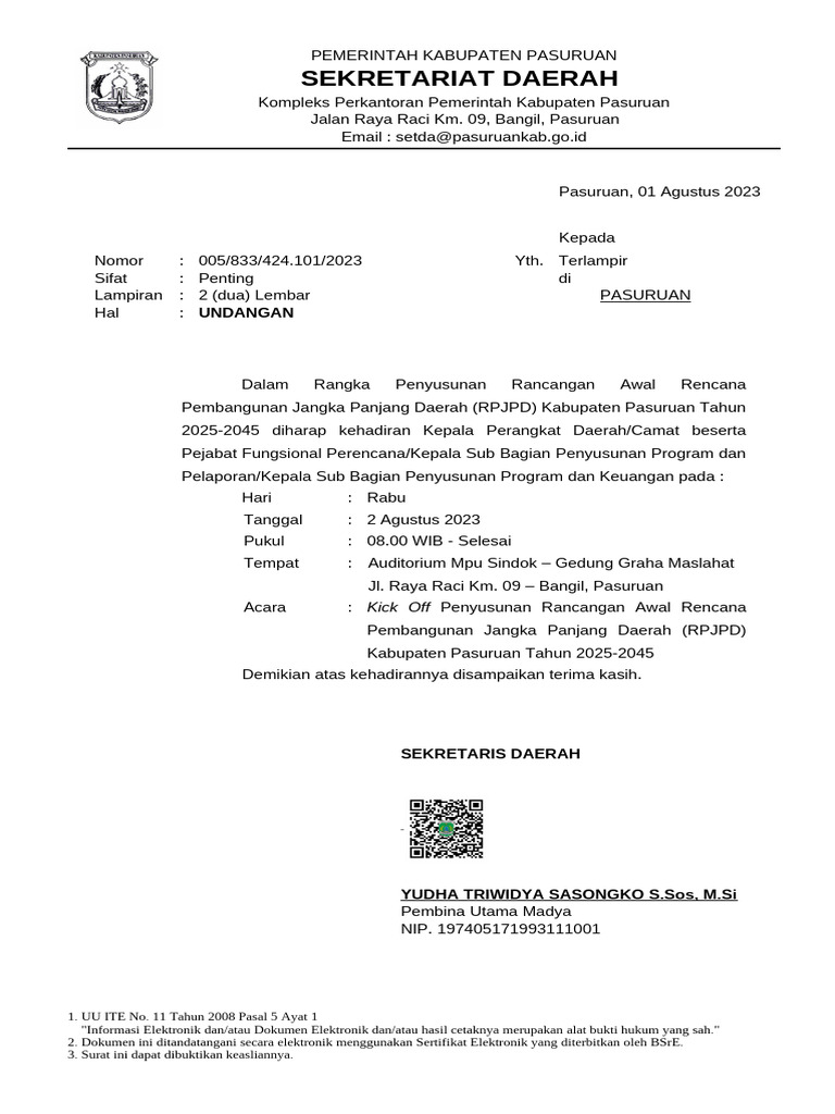 Kick Off Penyusunan RPJPD | PDF