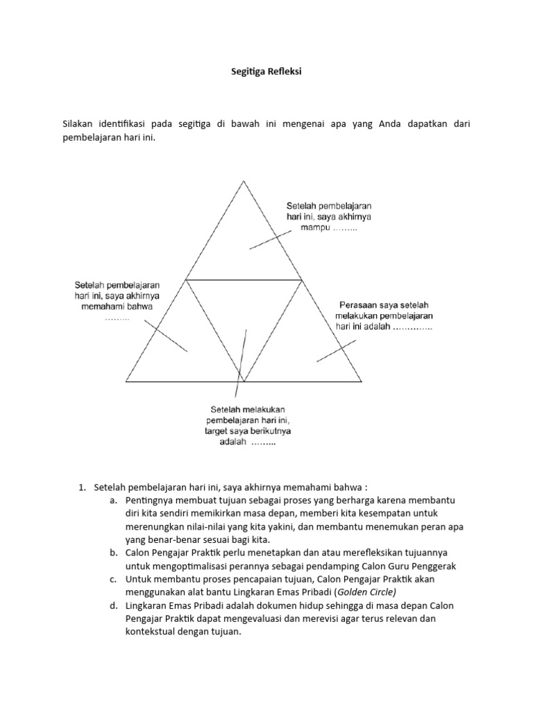 Refleksi Model Segitiga Hari Ke 5 | PDF | Karier & Perkembangan