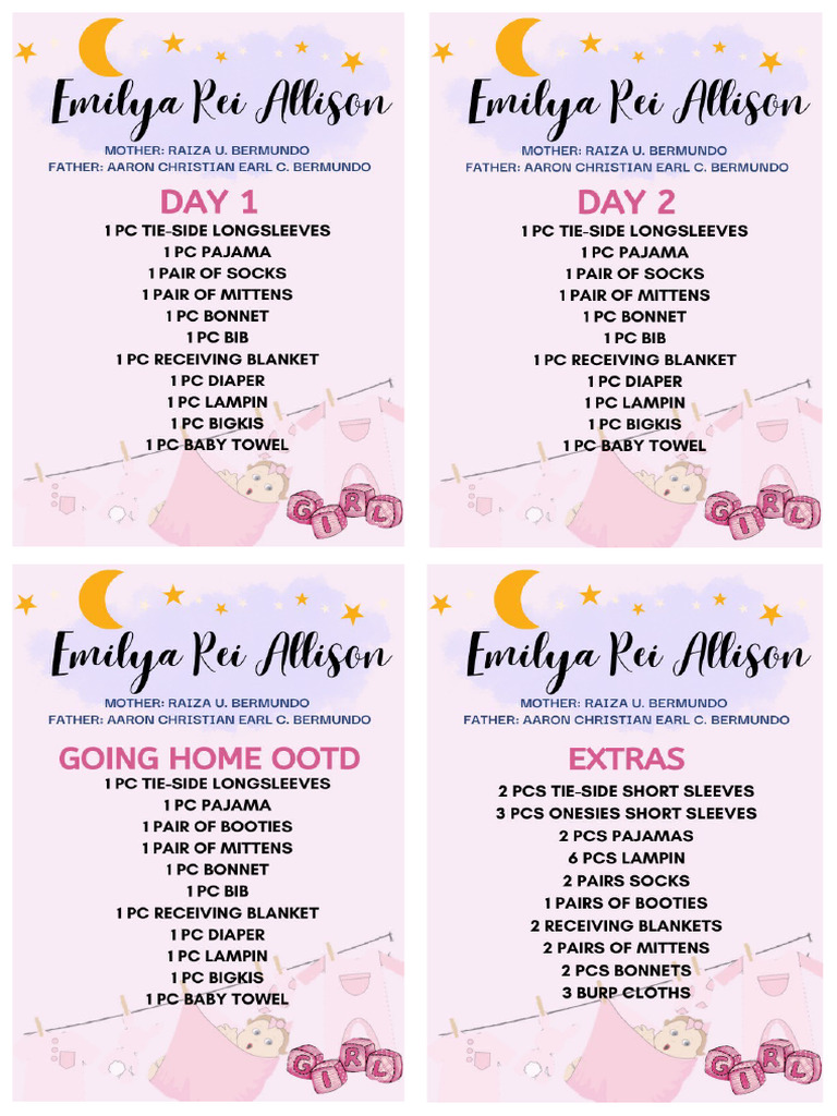 Baby Ali's Checklist | PDF