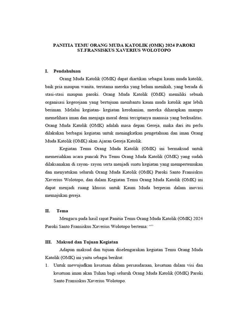 Temu OMK 2024 Paroki Wolotopo | PDF